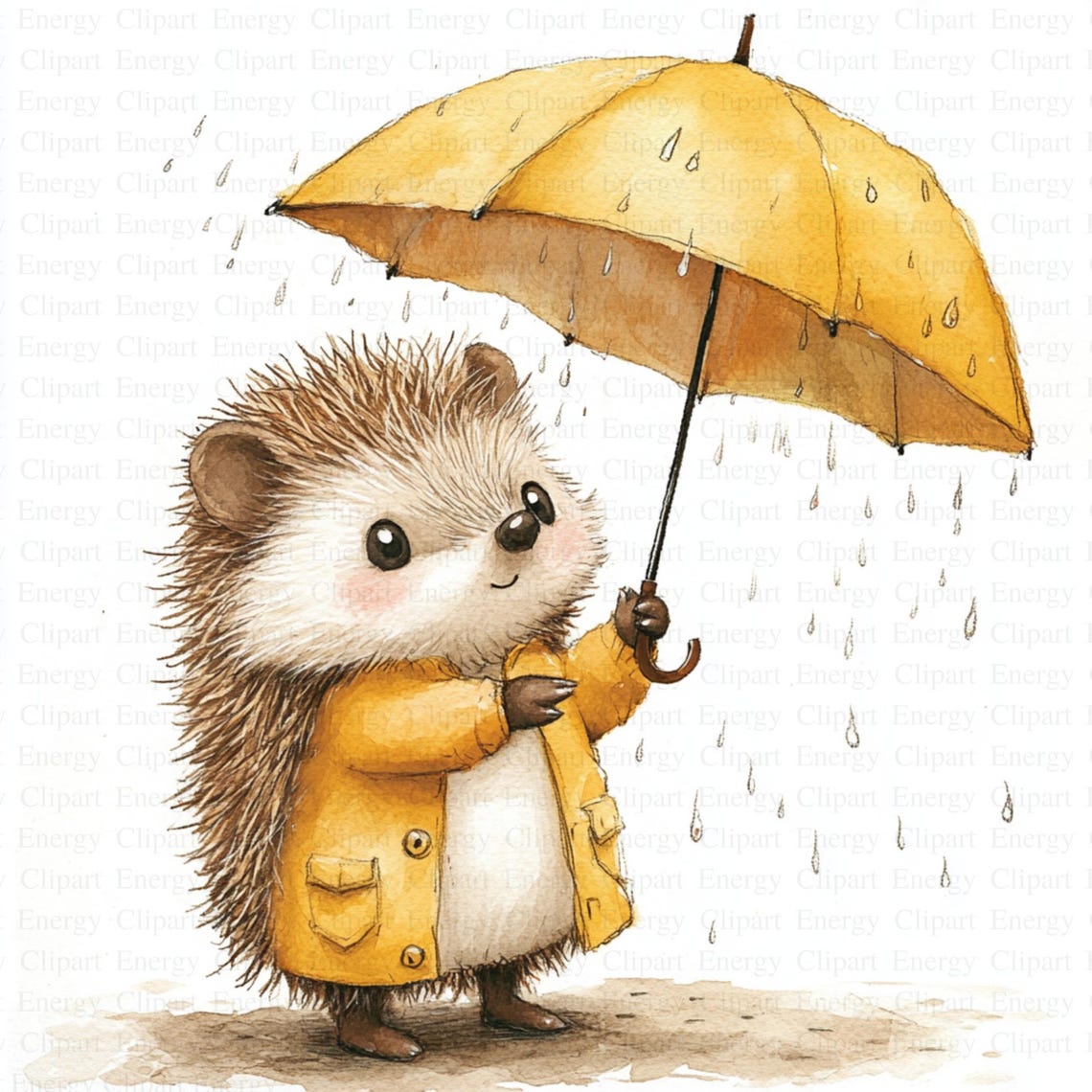 Hedgehog Rainy Clipart | 5 High Quality Jpgs | Digital Download | Art ...