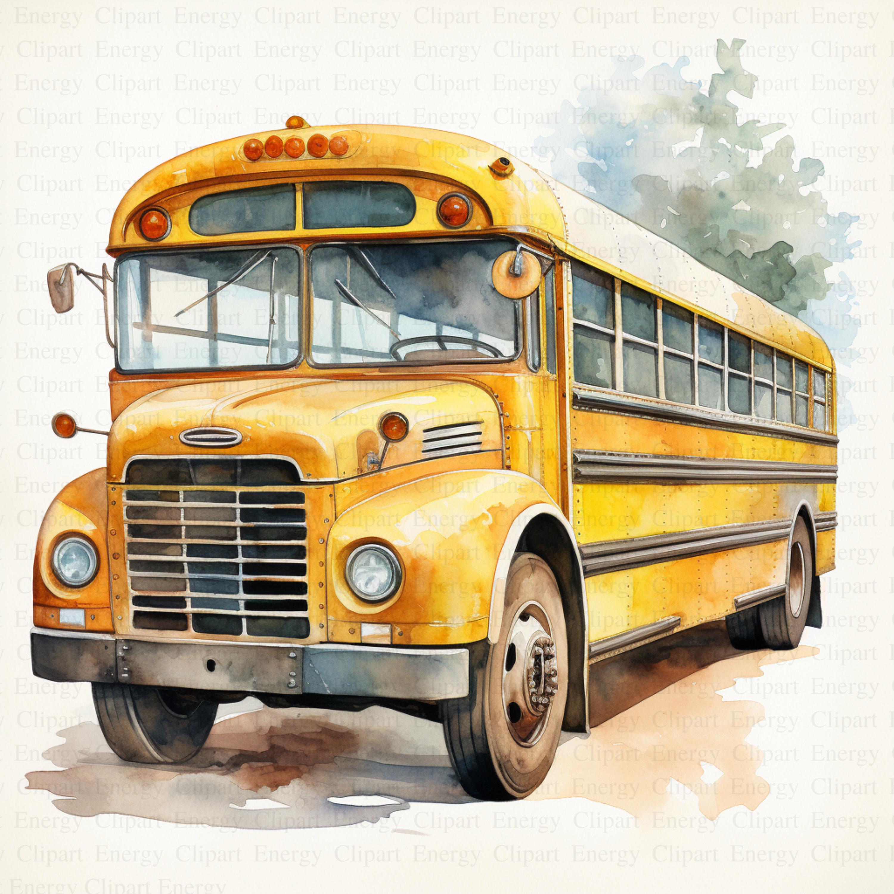 School Bus Clipart | 5 High Quality Jpg's | Digital Download | Yellow ...