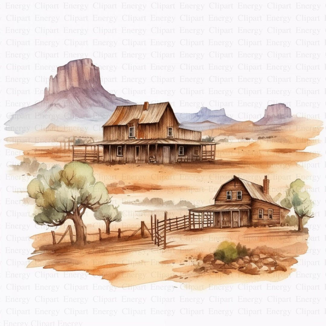 Old West Landscape Clipart 5 High Quality Jpgs Digital Download Card ...