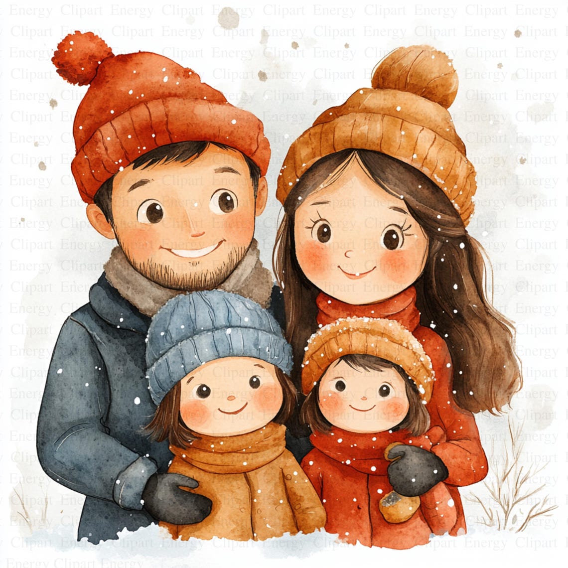 Christmas Family Clipart | 5 High Quality Jpg's | Digital Download ...