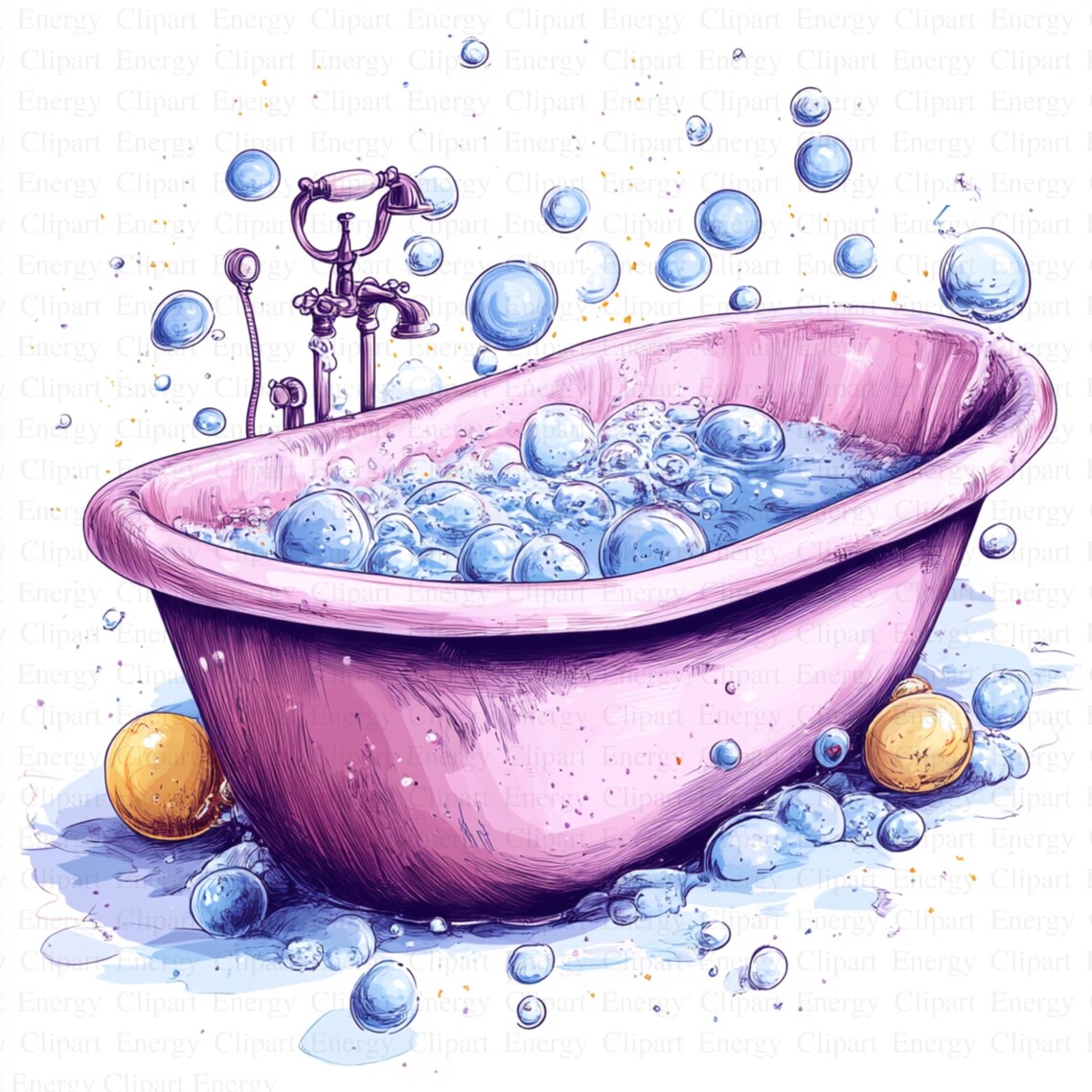 Bubble Bath Clipart 5 High Quality Jpg's Digital Download Cute Bath ...