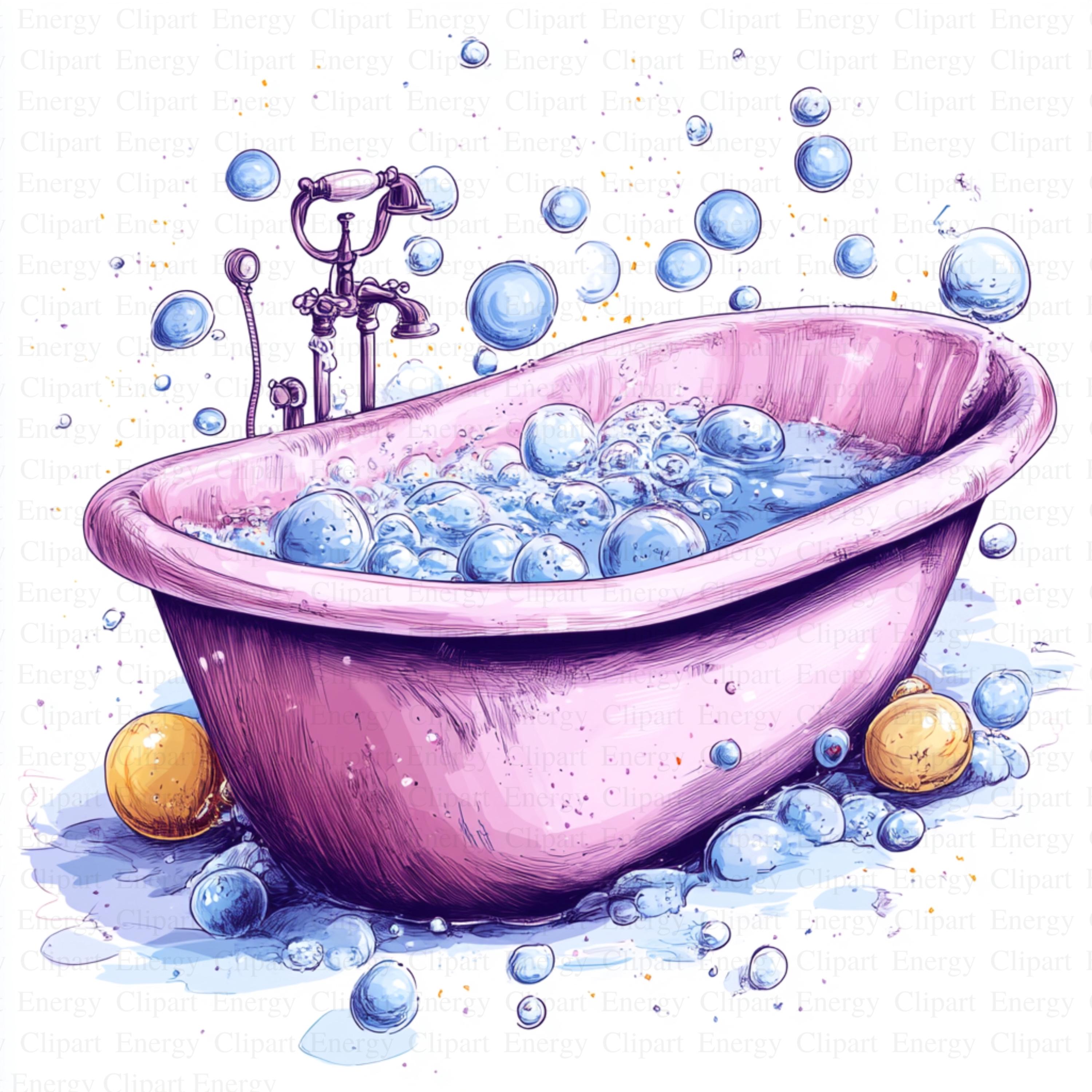 Bubble Bath Clipart 5 High Quality Jpg's Digital Download Cute Bath ...
