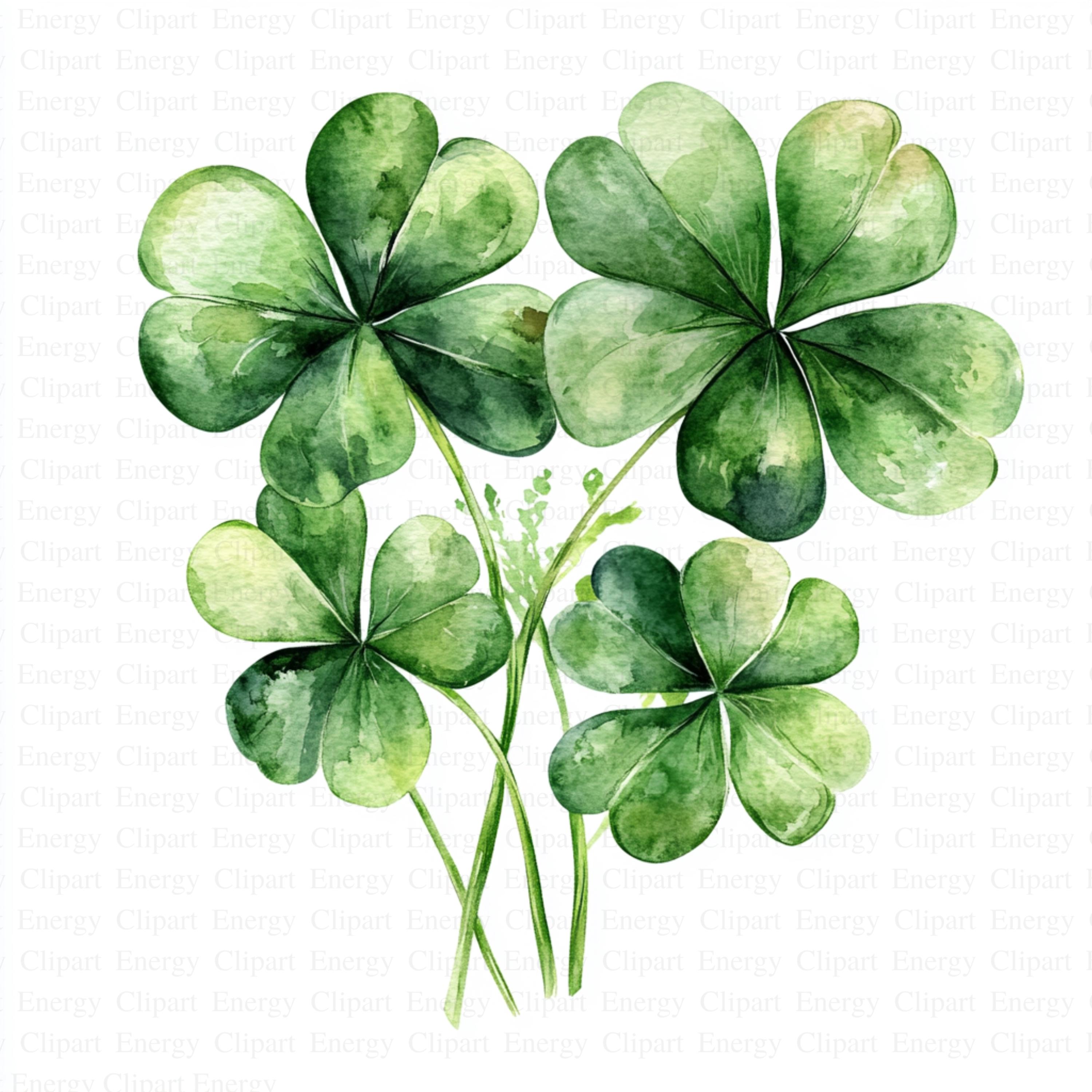 Watercolor Shamrock Clipart | 5 High Quality Jpg's | Digital Download ...