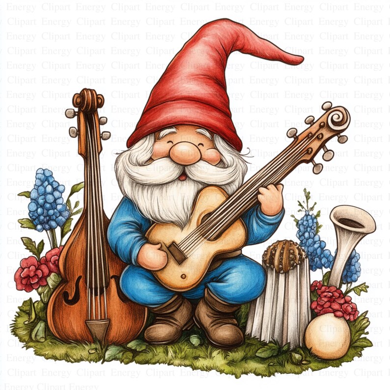 Gnomes With Music Instruments Clipart | 5 High Quality Jpg's | Digital ...