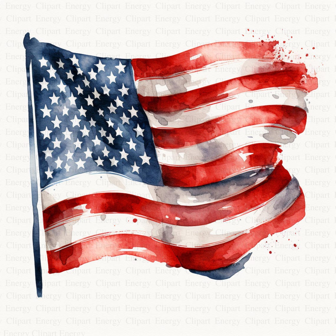 Watercolor American Flag Clipart | 5 High Quality Jpgs | Digital ...