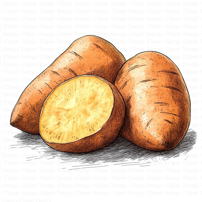 Watercolor Sweet Potato Clipart | 5 High Quality Jpg's | Digital ...