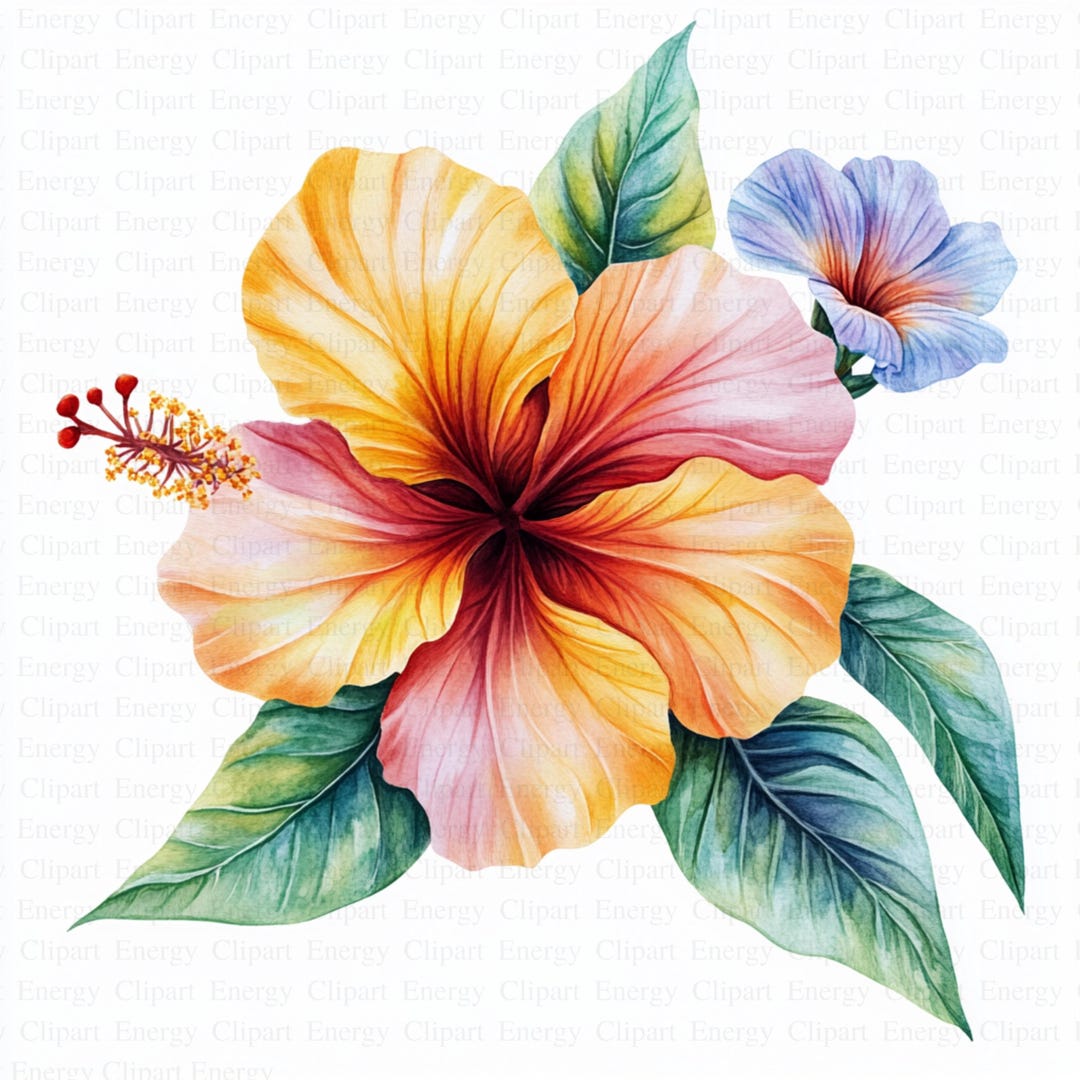 Tropical Flowers Clipart | 5 High Quality Jpg's | Digital Download ...