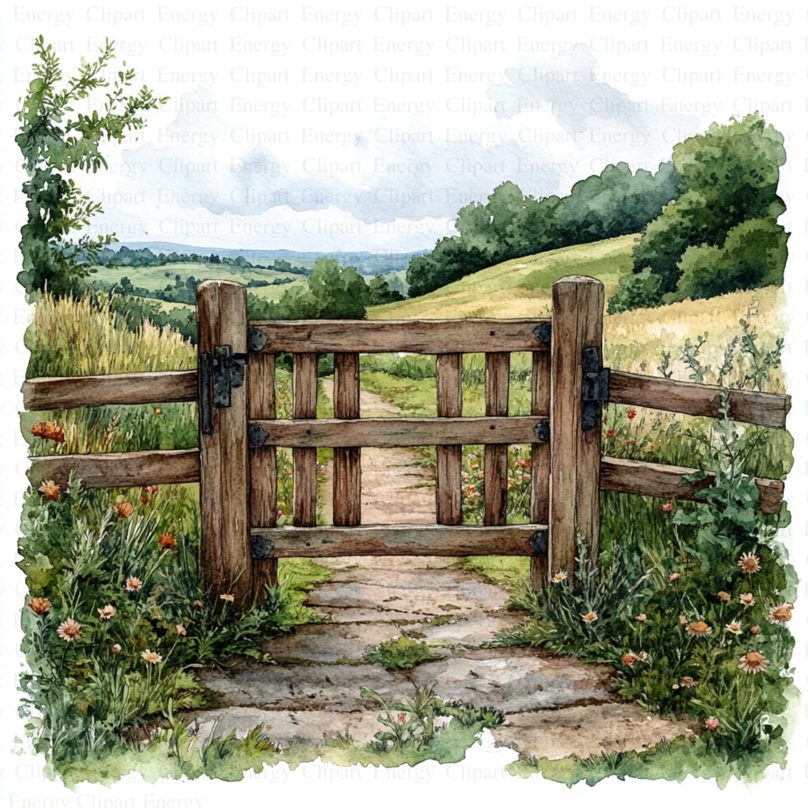 Gates on Countryside Clipart | 5 High Quality Jpg's | Digital Download ...