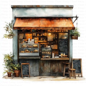 Tiny Coffee Shop Clipart | 5 High Quality Jpg's | Digital Download ...