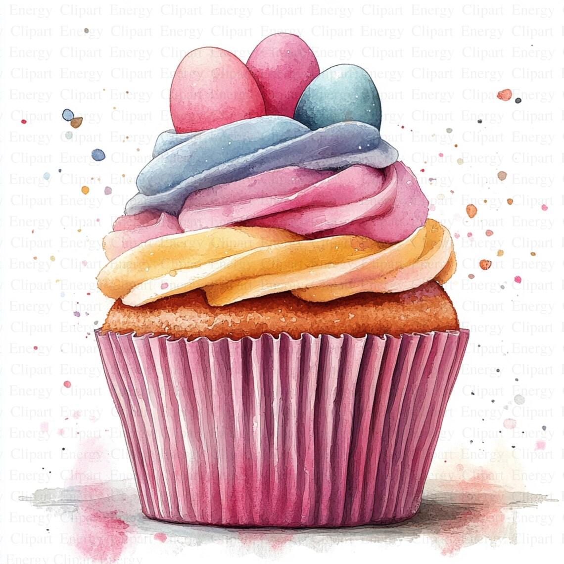 Watercolor Easter Cupcake Clipart | 5 High Quality Jpg's | Digital ...