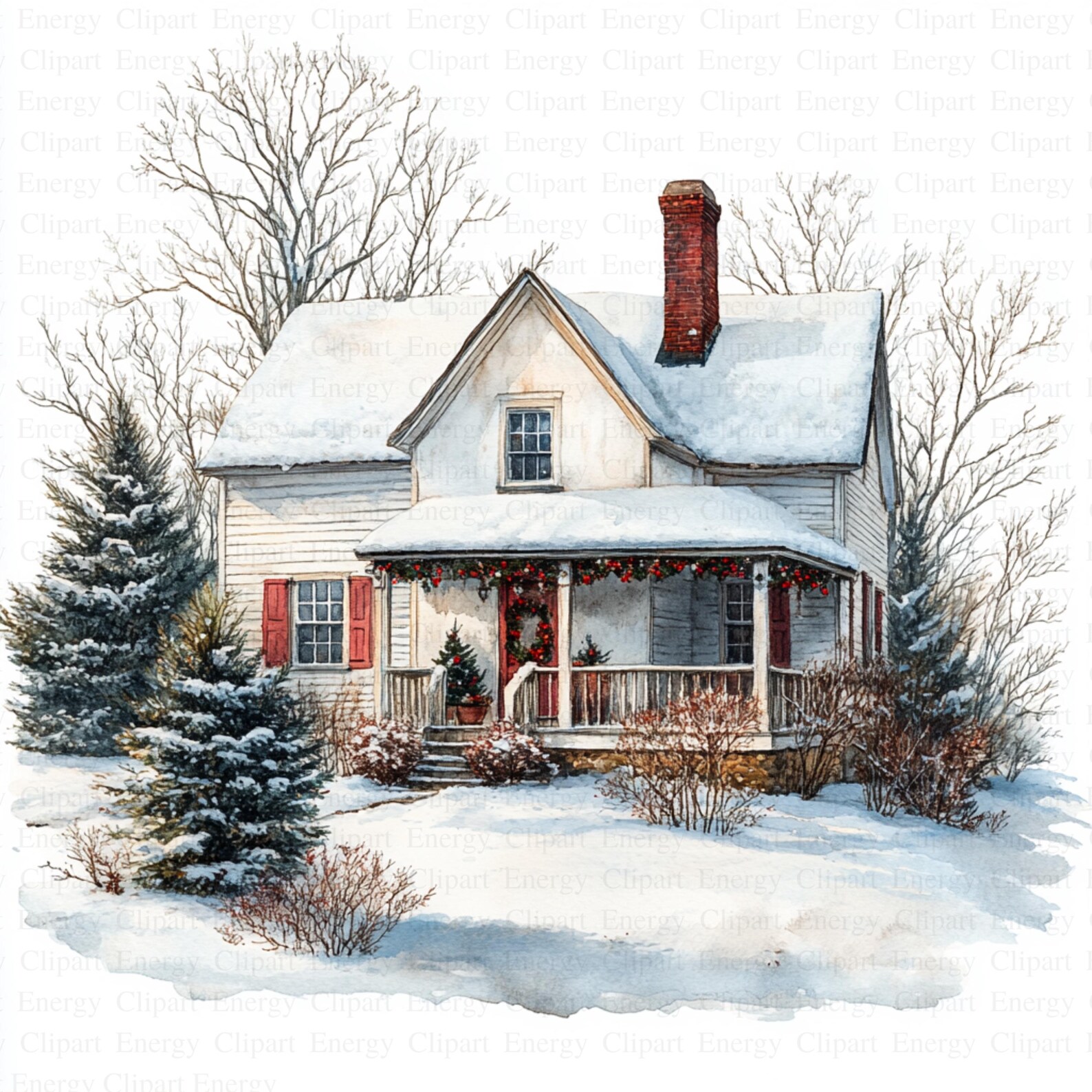 Christmas Farmhouse Clipart | 5 High Quality Jpg's | Digital Download ...