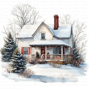 Christmas Farmhouse Clipart | 5 High Quality Jpg's | Digital Download ...