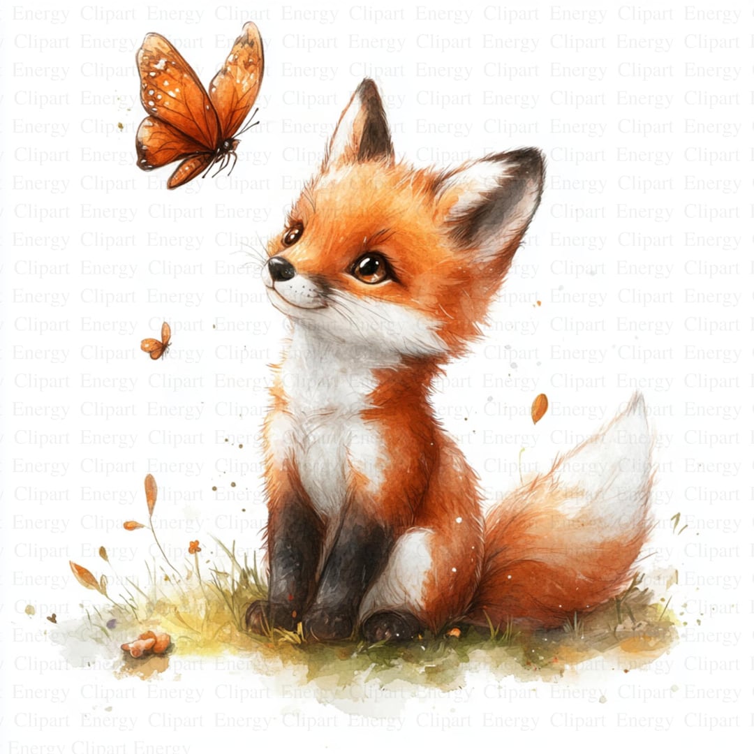 Fox and Butterfly Clipart | 5 High Quality Jpgs | Digital Download ...