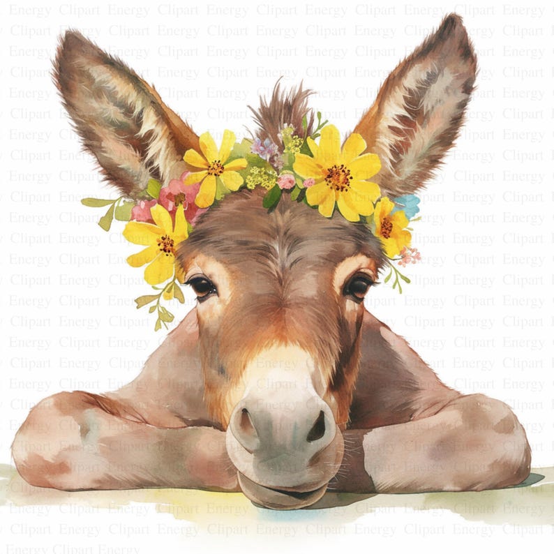 Floral Donkeys Clipart | 5 High Quality Jpg's | Digital Download ...