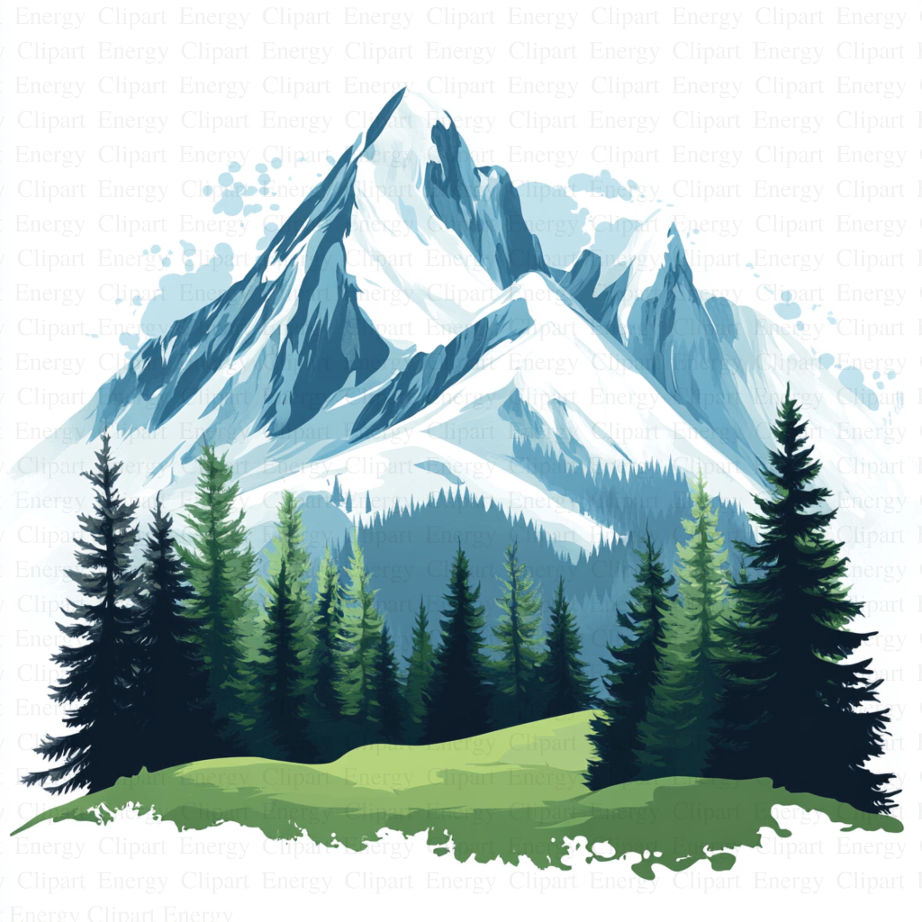 Mountain Landscape Clipart 5 High Quality Jpgs Digital Download Scenic ...