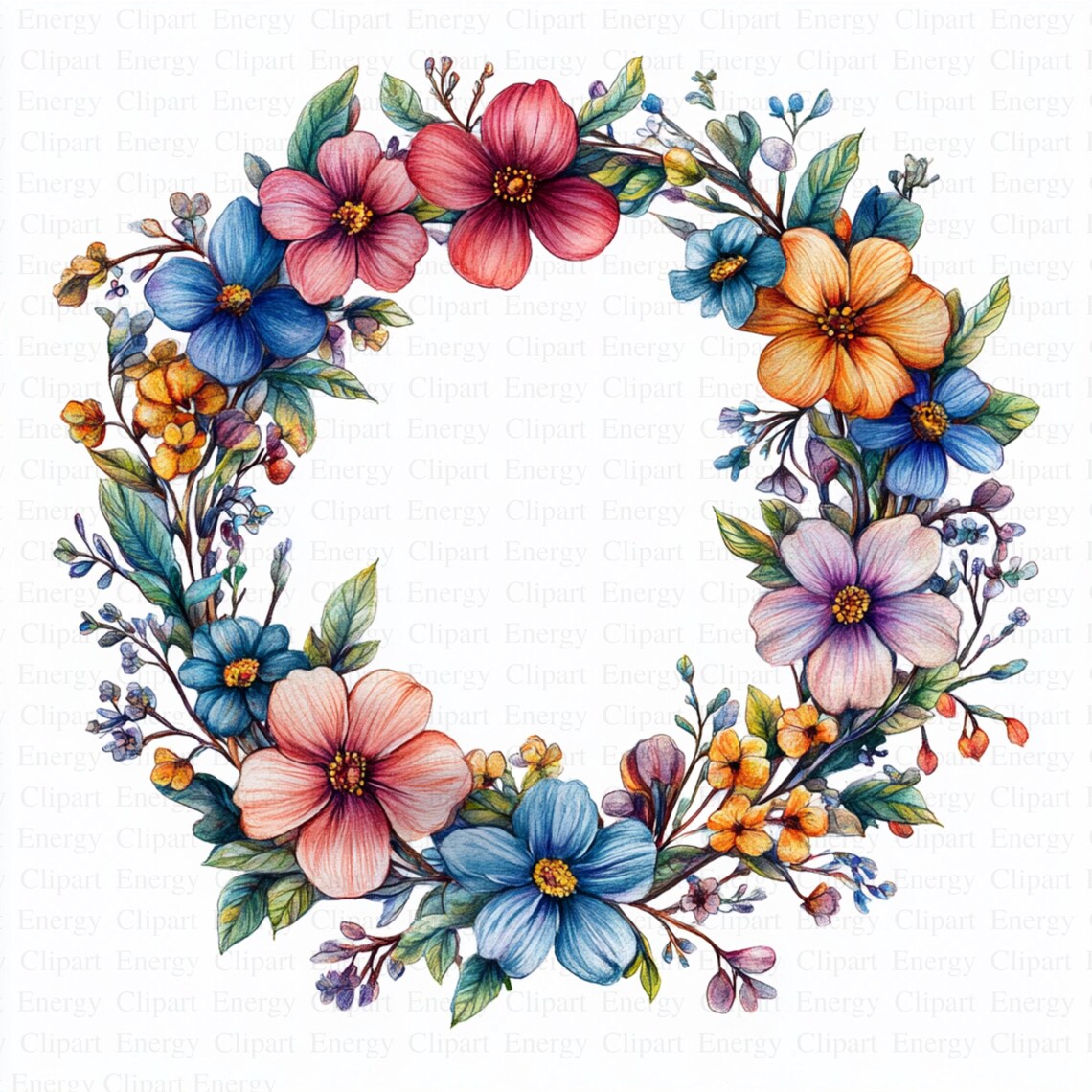 Spring Wreath Clipart | 5 High Quality Jpg's | Digital Download ...