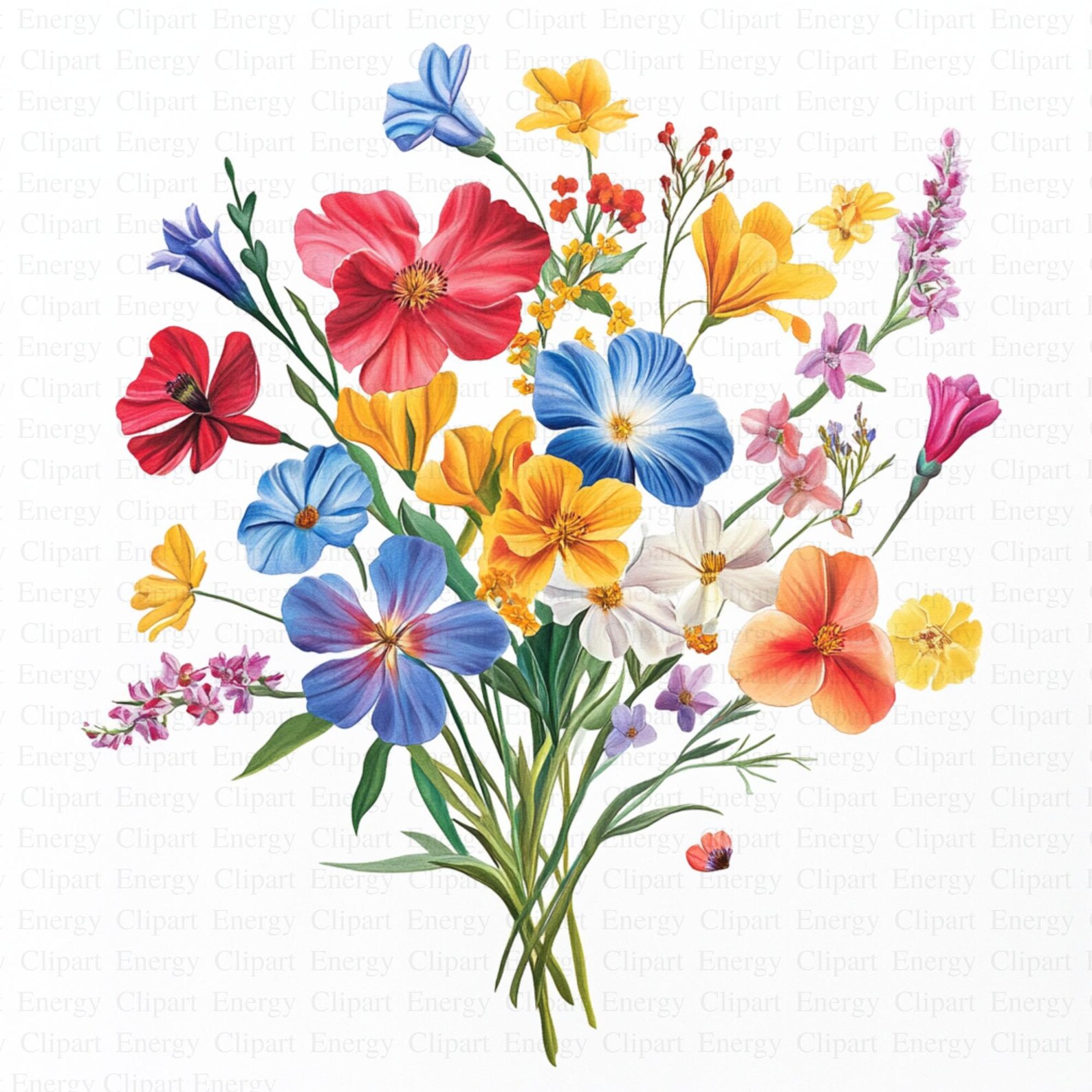 Whimsical Flowers Clipart | 5 High Quality Jpgs | Digital Download ...