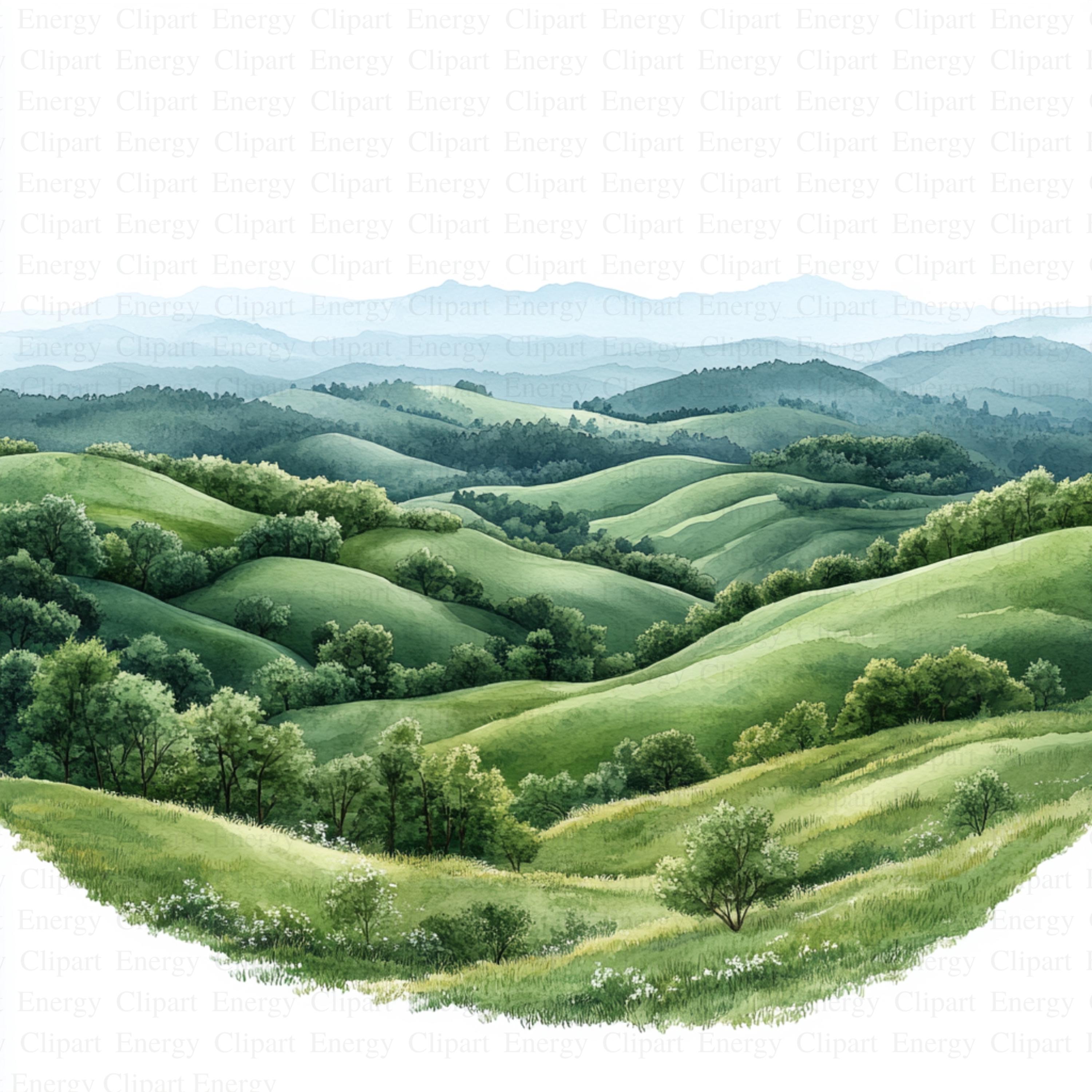 Rolling Hills Clipart | 5 High Quality Jpg's | Digital Download ...