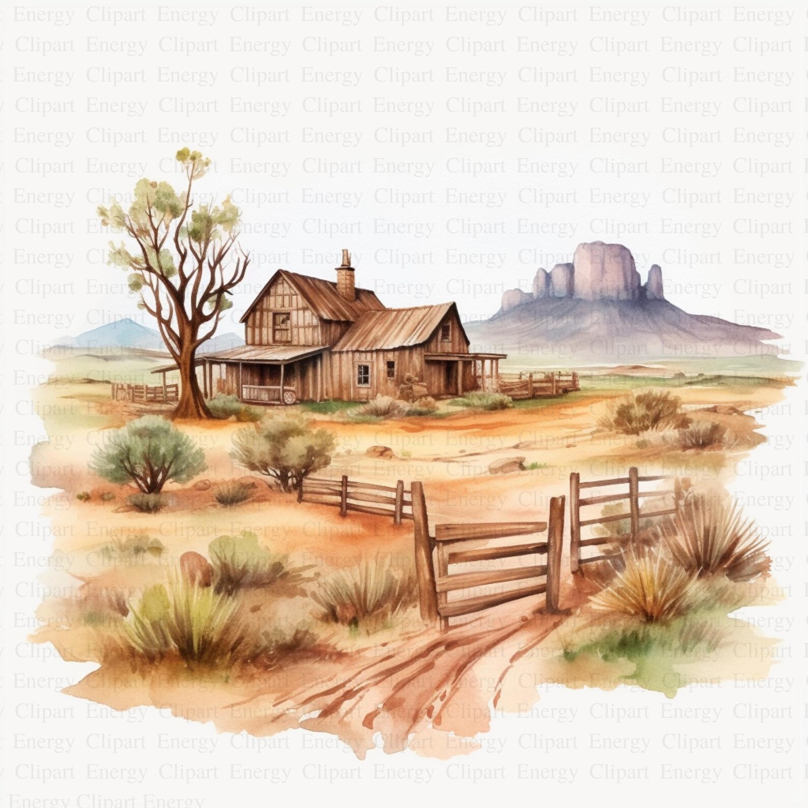Old West Landscape Clipart | 5 High Quality Jpgs | Digital Download ...
