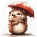 Hedgehog Rainy Clipart | 5 High Quality Jpgs | Digital Download ...