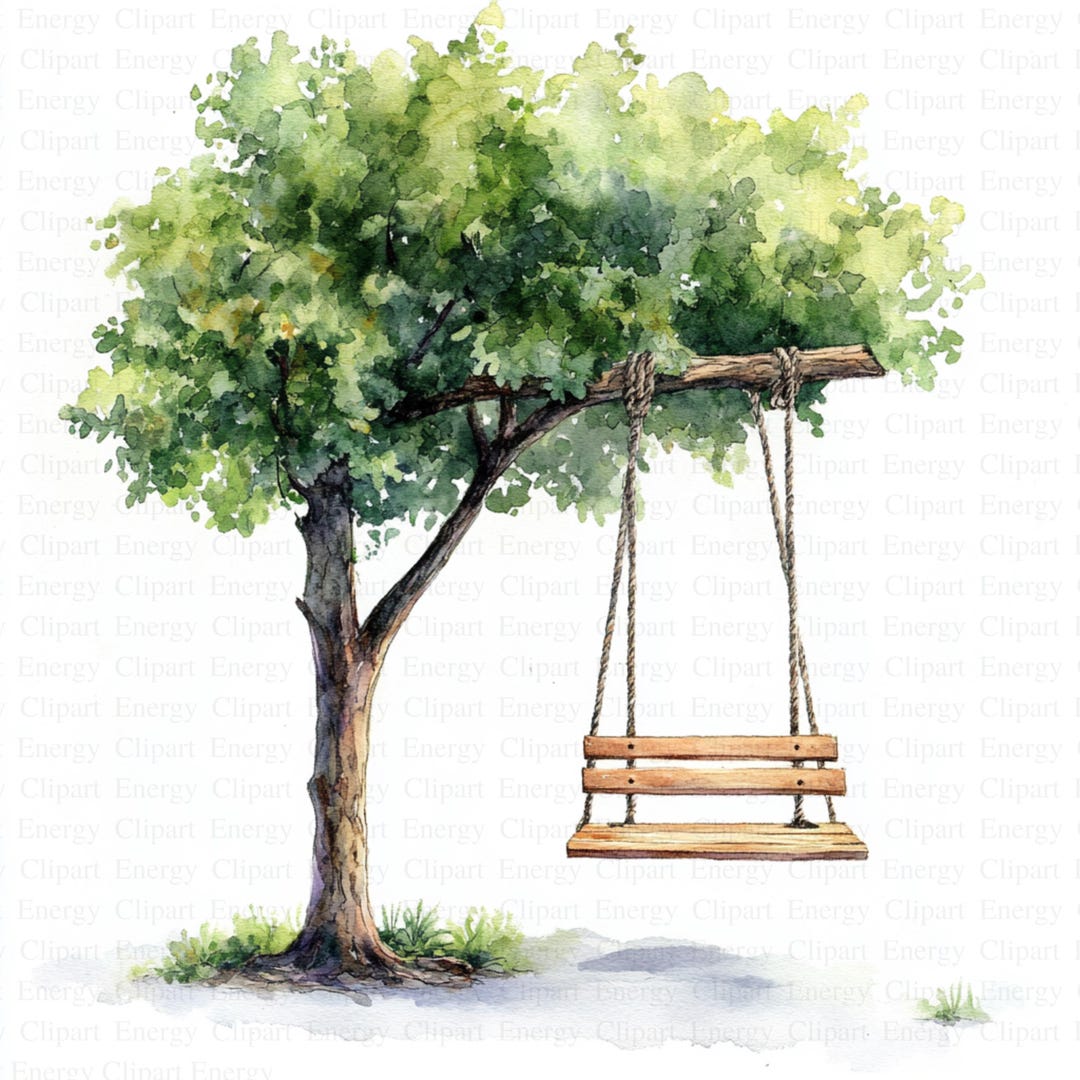 Watercolor Tree Swing Clipart | 5 High Quality Jpg's | Digital Download ...