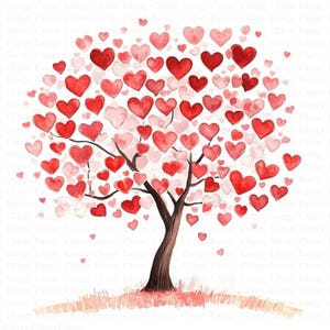 Valentine Day Heart Tree Clipart | 5 High Quality Jpg's | Digital ...