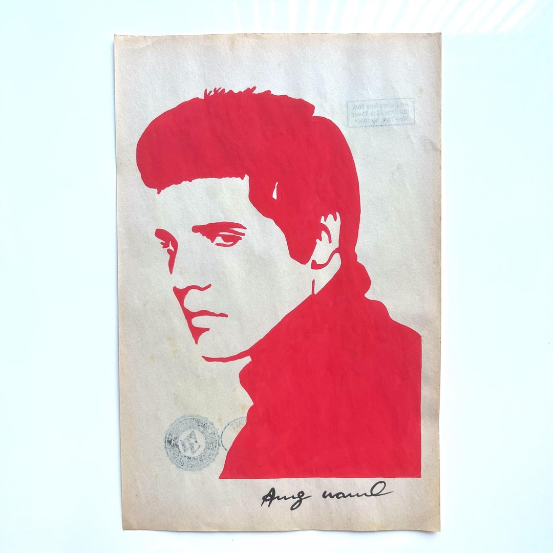 Handmade After Andy Warhol Reproduction Iconic red Elvis Portrait - Etsy