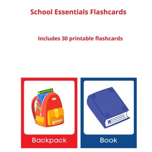 School Essentials Flashcards for Kids - Etsy
