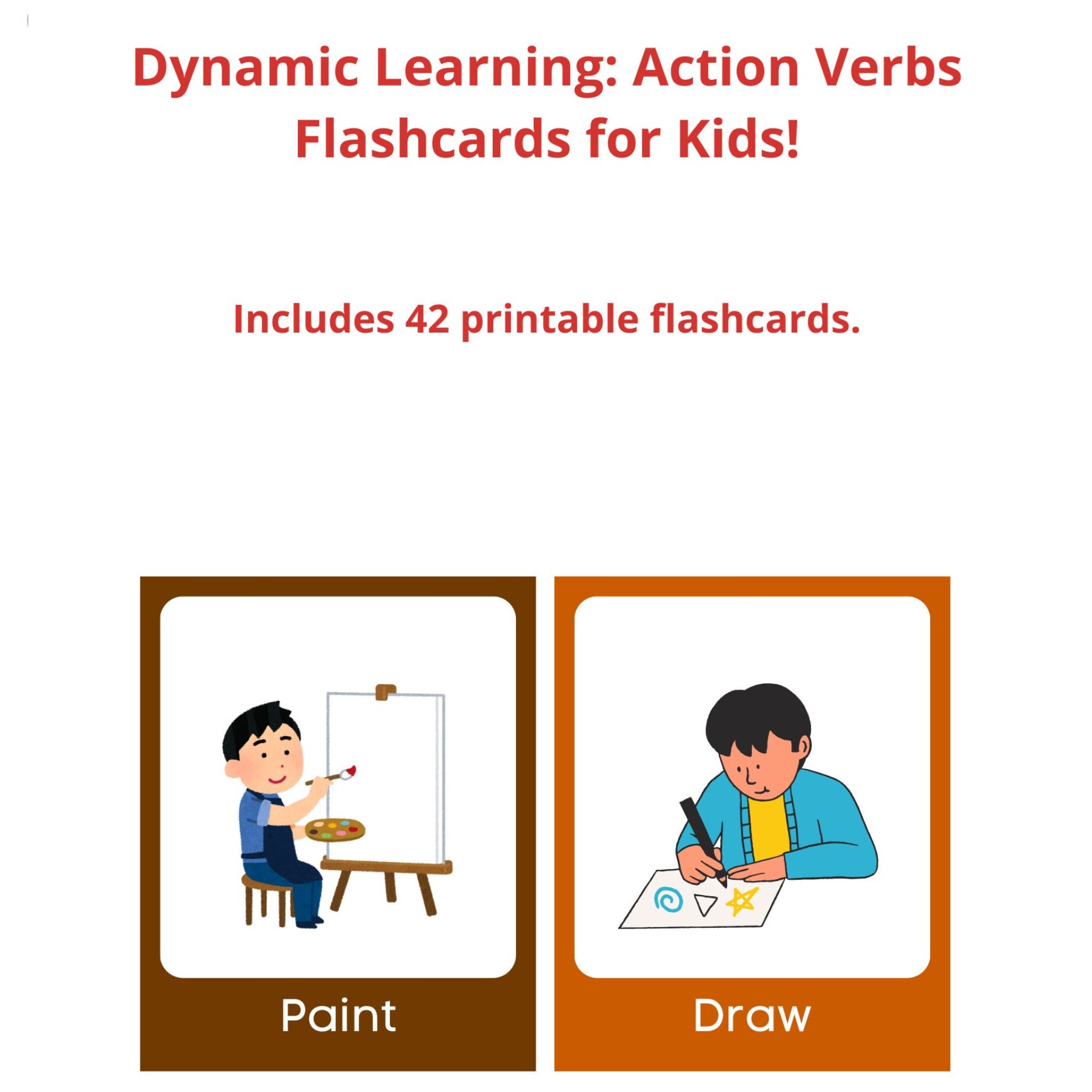 Dynamic Learning Action Verbs Flashcards for Kids - Etsy