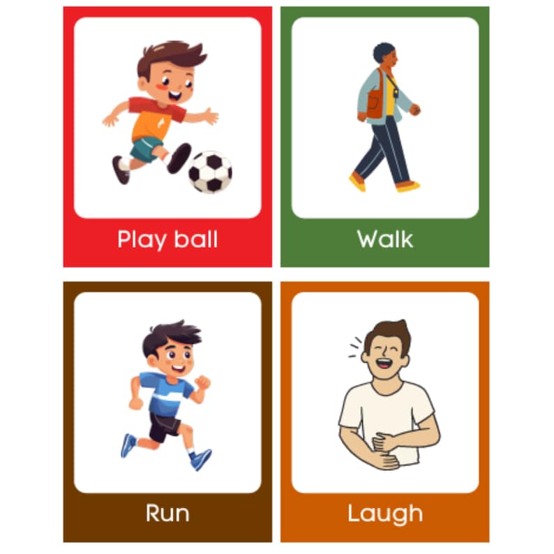 Dynamic Learning Action Verbs Flashcards for Kids - Etsy