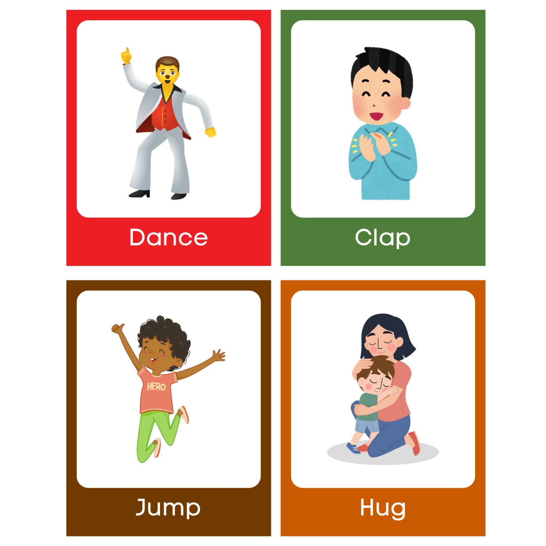 Dynamic Learning Action Verbs Flashcards for Kids - Etsy
