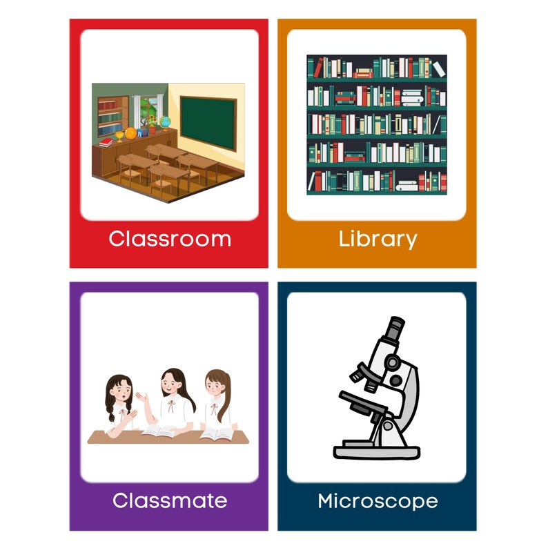 School Essentials Flashcards for Kids - Etsy