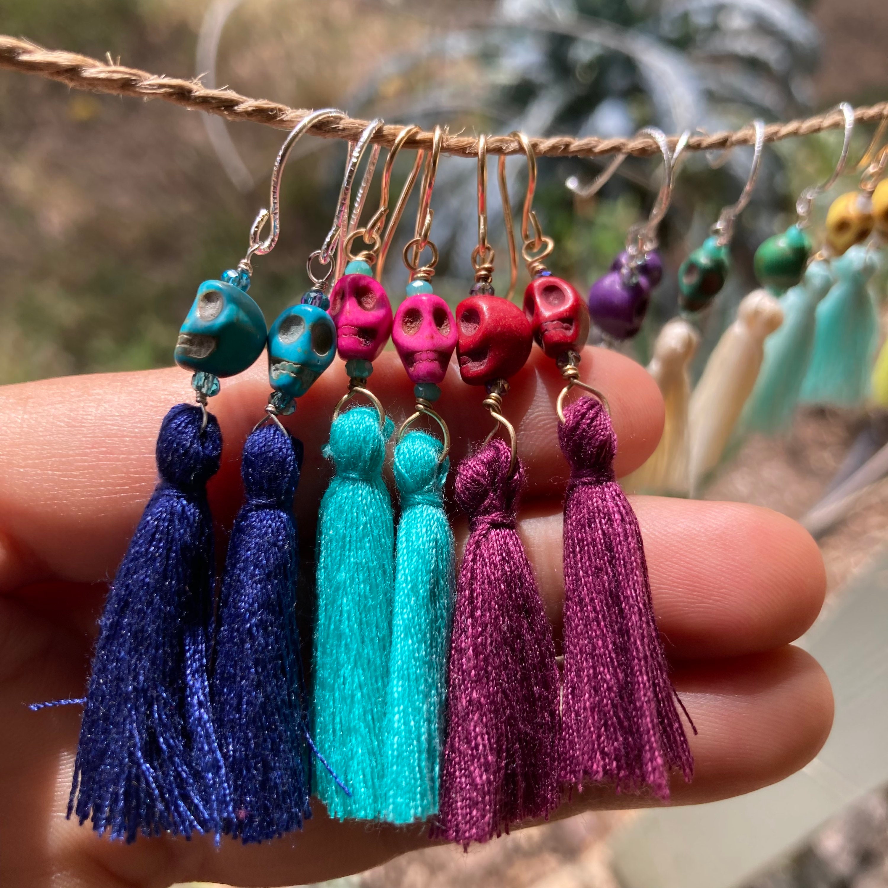 Halloween Earrings, Day of the Dead Tassel Earrings - Etsy