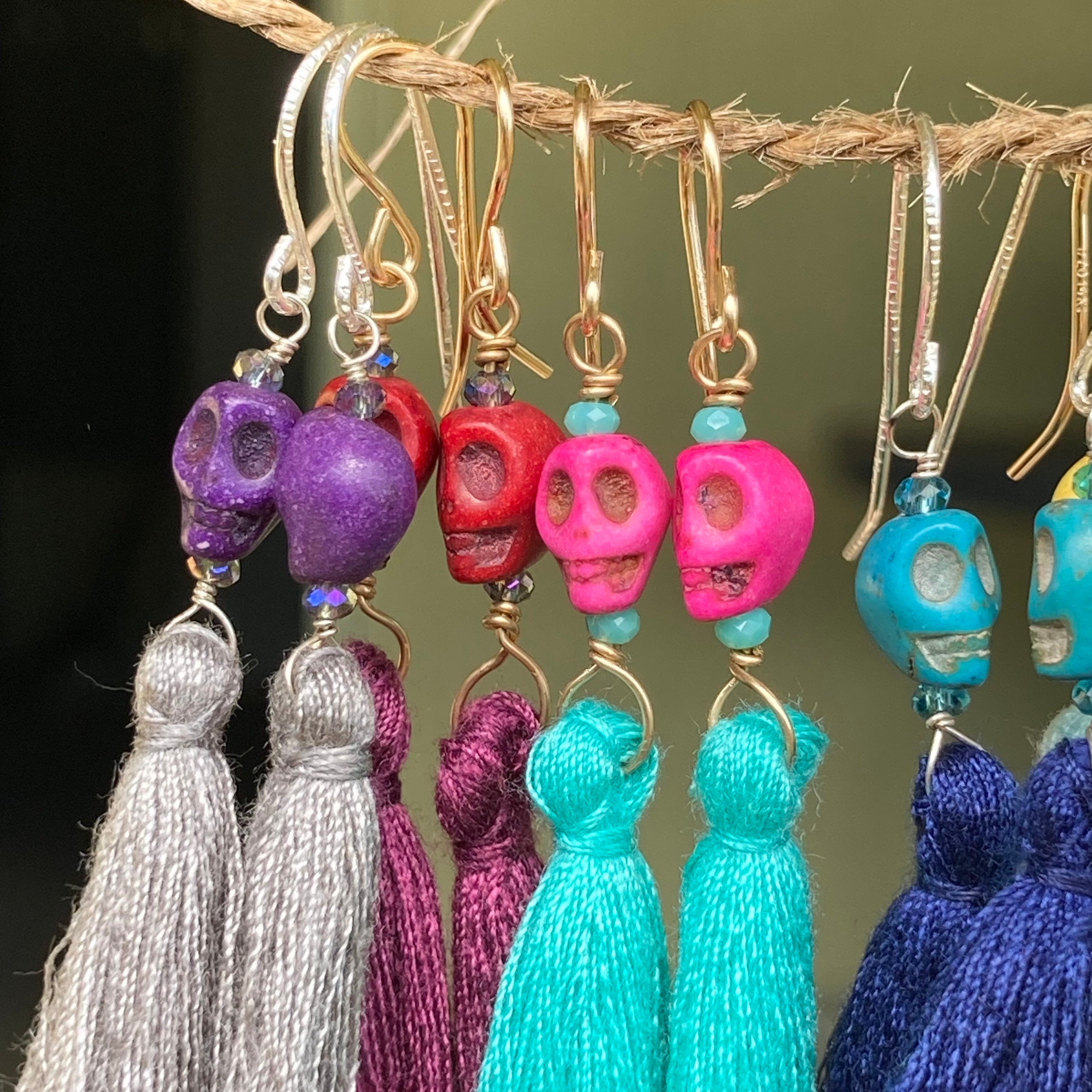 Halloween Earrings, Day of the Dead Tassel Earrings - Etsy