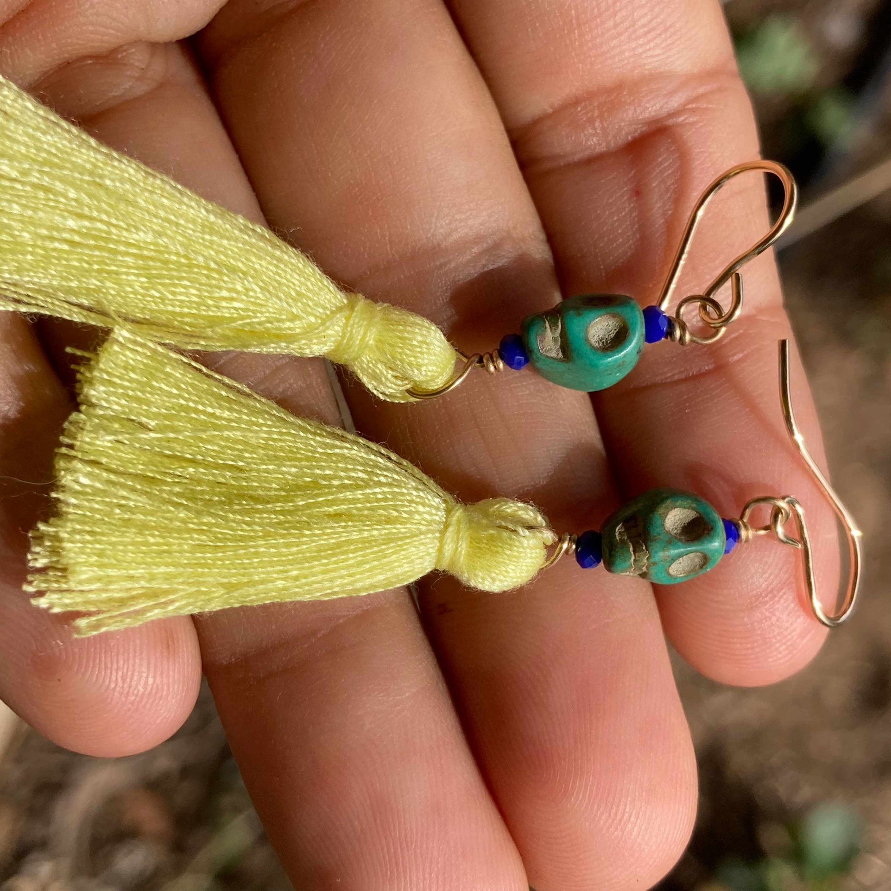 Halloween Earrings, Day of the Dead Tassel Earrings - Etsy