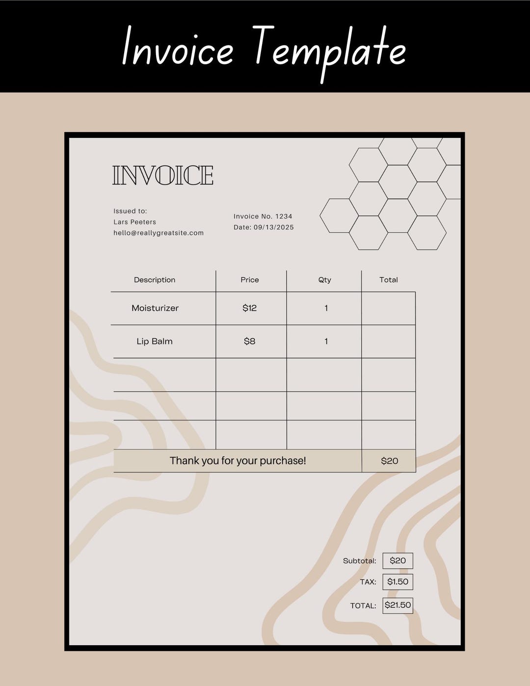 Invoice Template, Custom Invoice, Editable Invoice Template, PDF ...