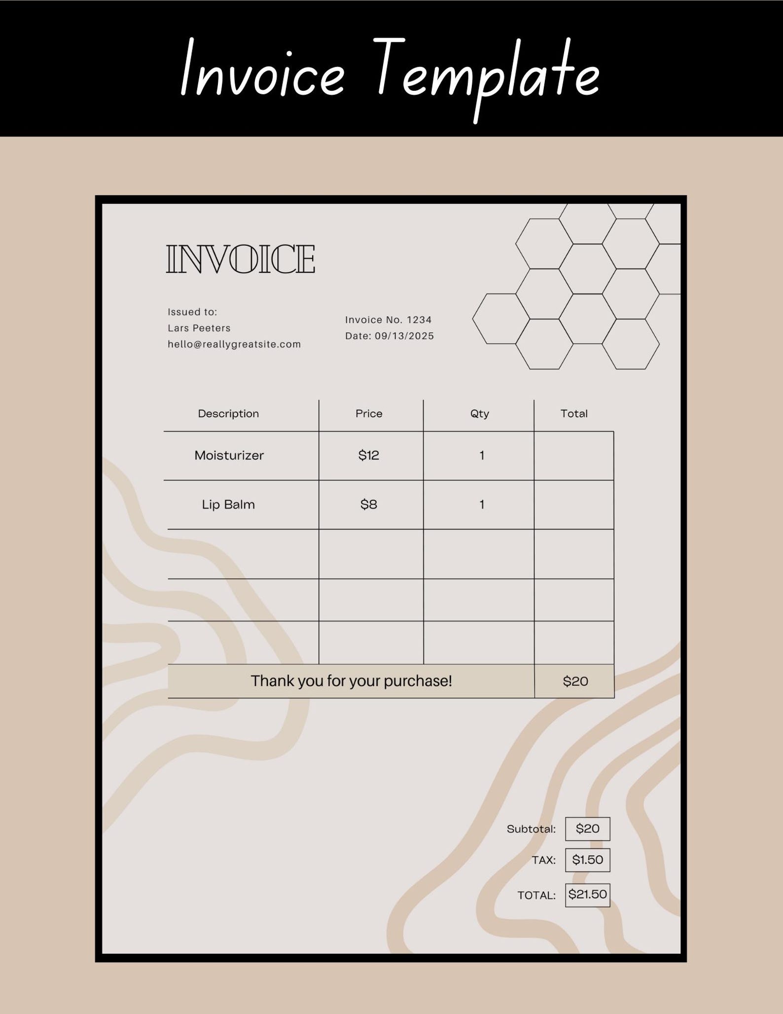 Invoice Template, Custom Invoice, Editable Invoice Template, PDF ...