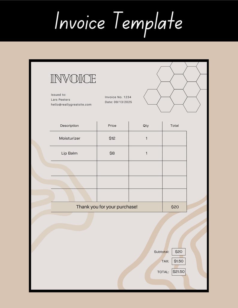 Invoice Template, Custom Invoice, Editable Invoice Template, PDF ...