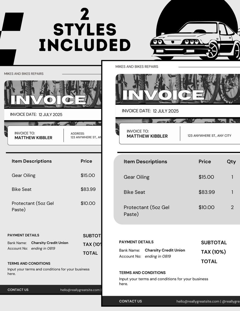 Black and White Invoice Template, Invoice Receipt, Invoice Template ...