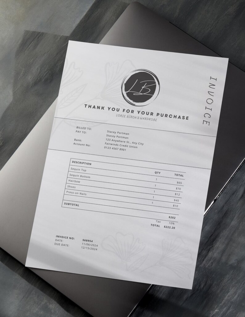 Invoice Template, EDITABLE Receipt Form, Invoice Template Editable ...