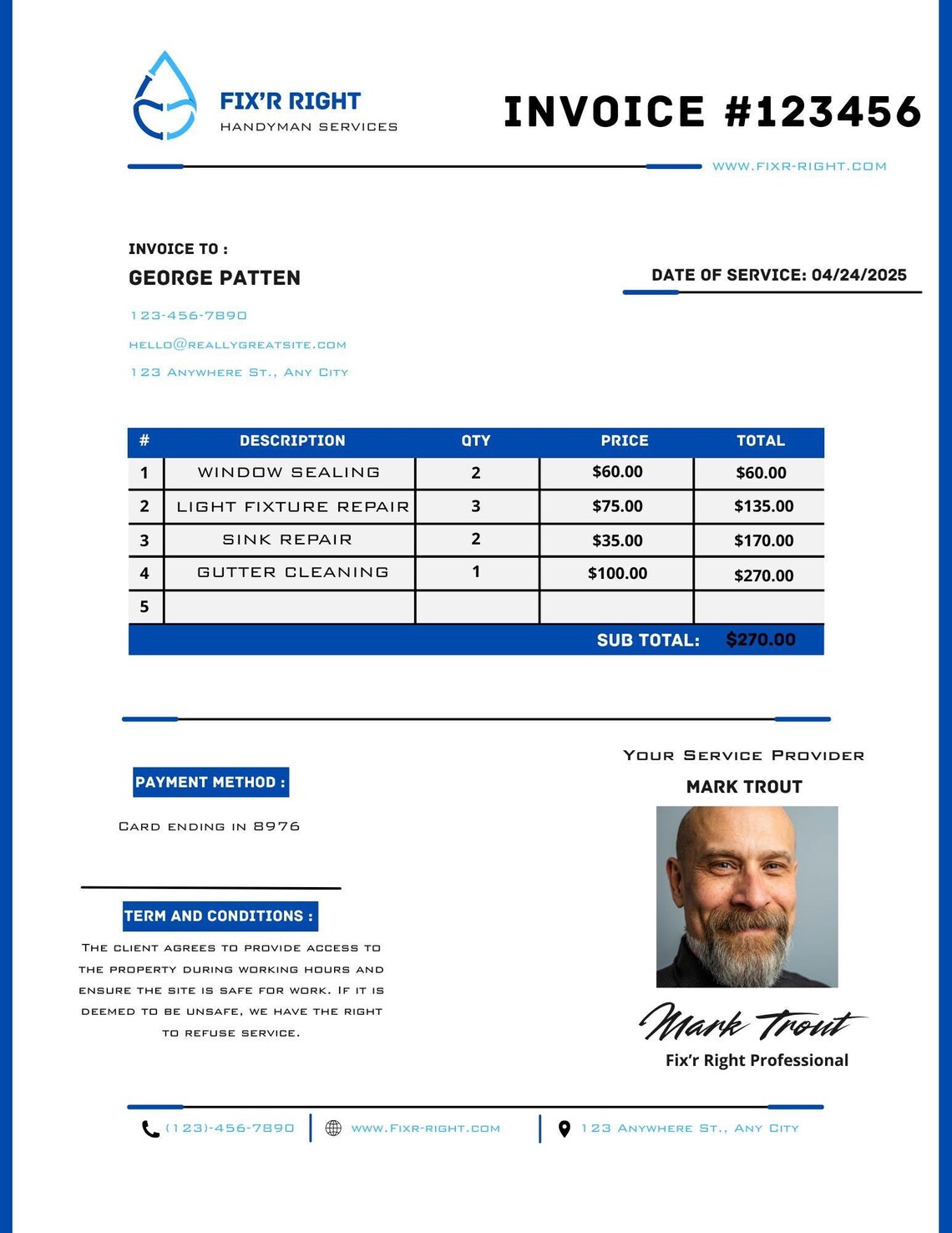 Invoice Template, Handyman, Auto Repair, Client Intake Form, Plumbing ...