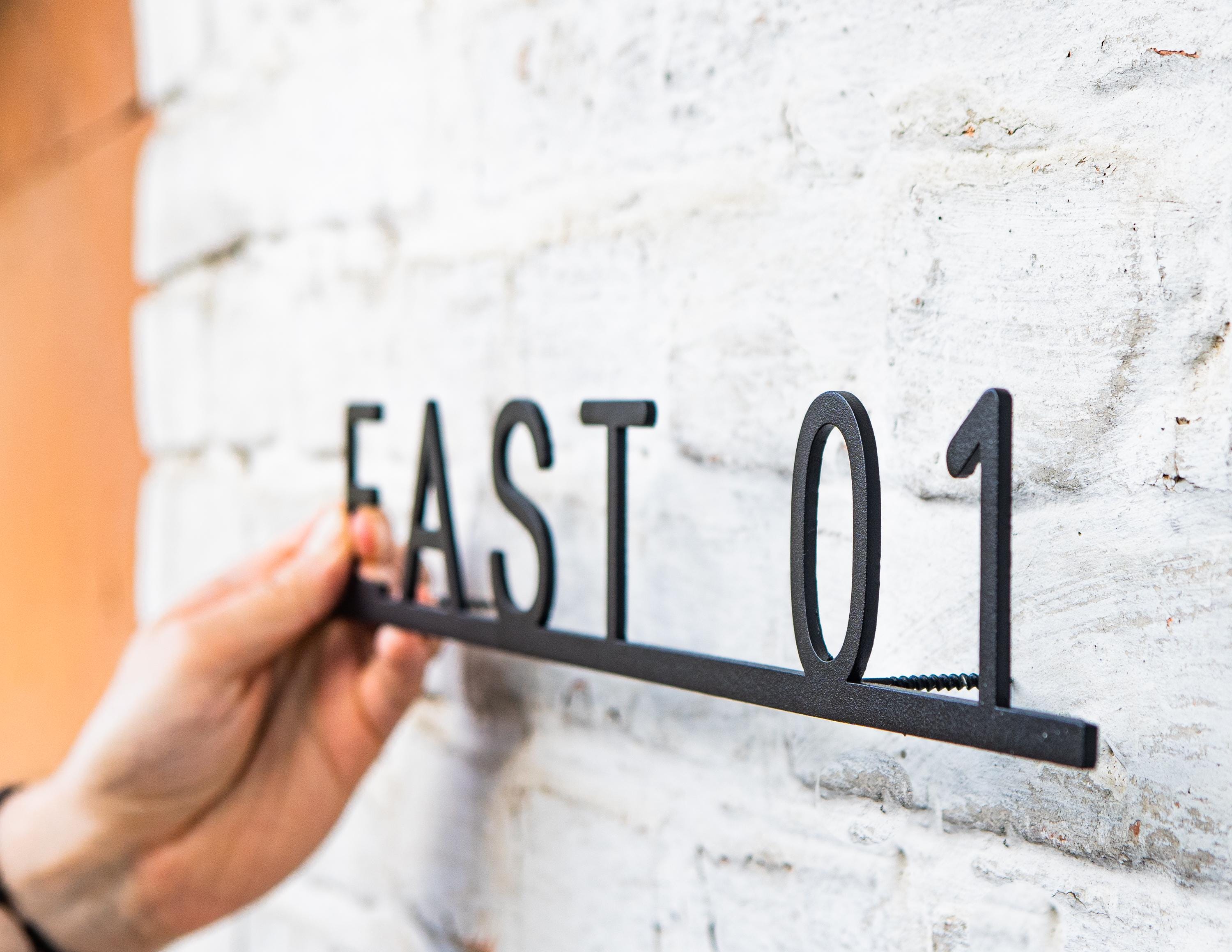 Rustic Metal Address Sign, Metal House Number Sign Horizontal, Metal ...