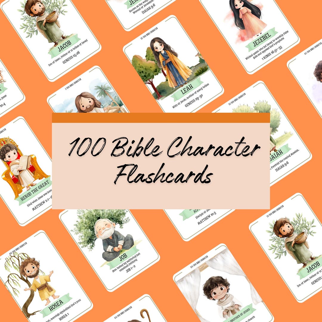 100 Bible Character Flashcards: Christian Education for Kids ...
