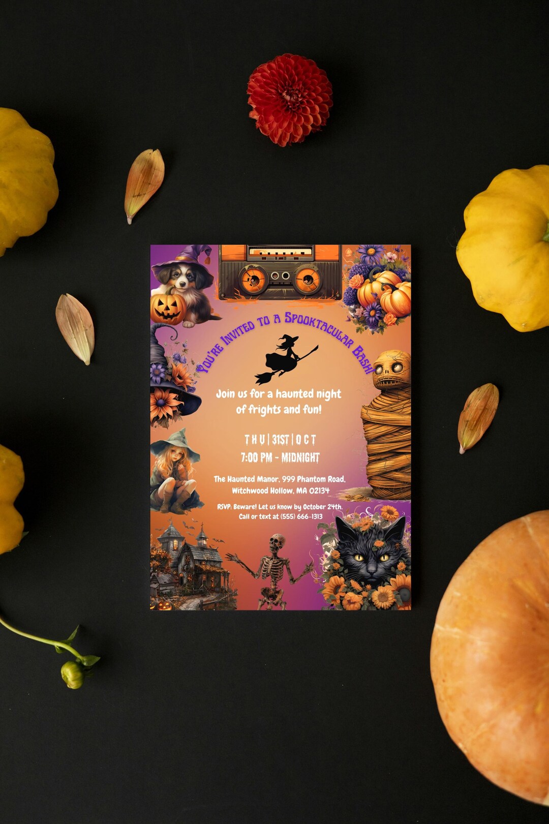 Spooky Halloween Party Invitation Customizable Digital Download Cute ...