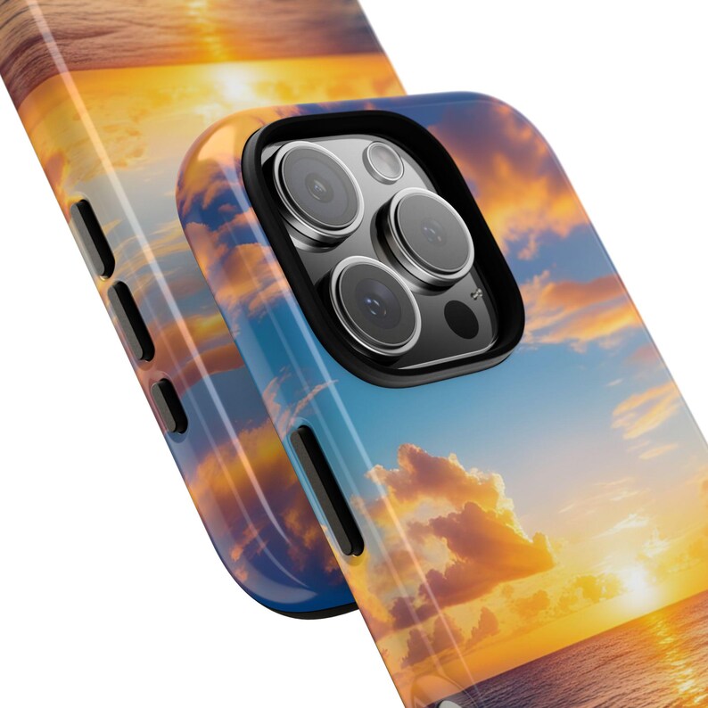 Molten Horizon - Ocean Sunset Glossy Phone Case | Vivid Tropical ...