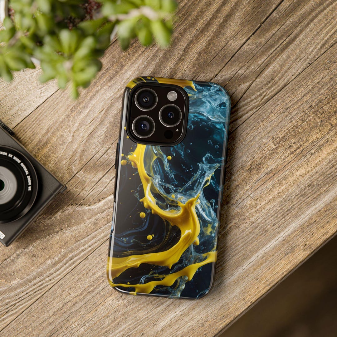 Abstract Tough Phone Case, Yellow Liquid Spasm Design, Iphone, Galaxy ...