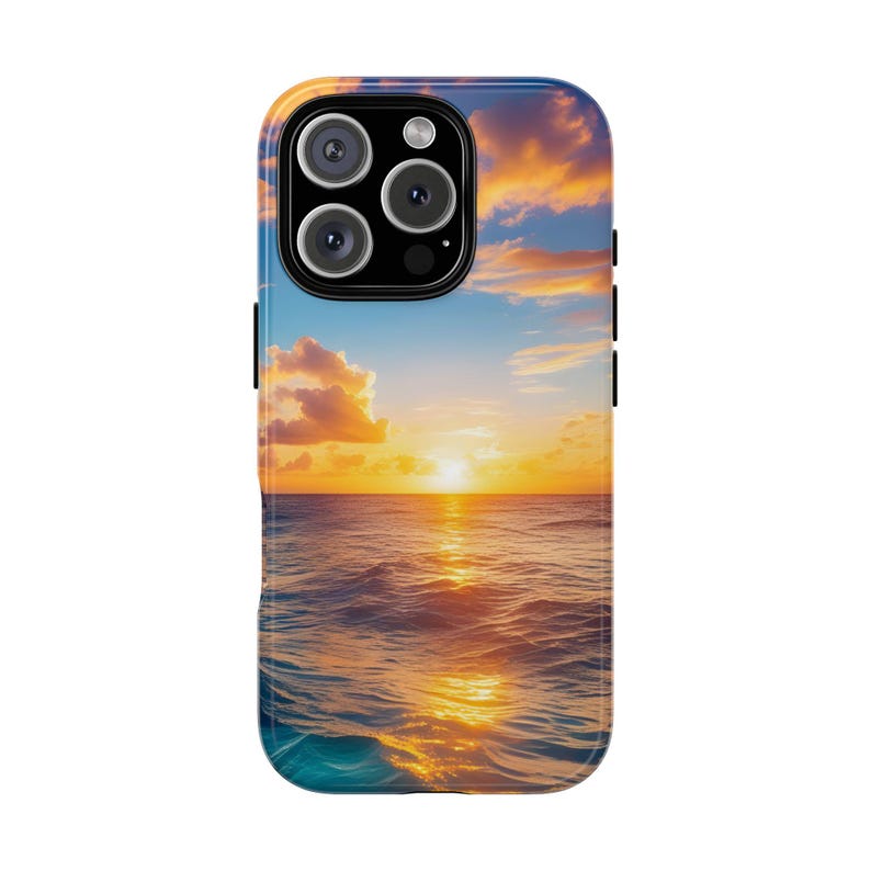 Molten Horizon - Ocean Sunset Glossy Phone Case | Vivid Tropical ...