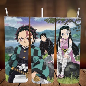 Chibi Slayer Anime Tumbler Wrap, Kawaii Demon Slayer Wrap, Tanjiro 20oz ...