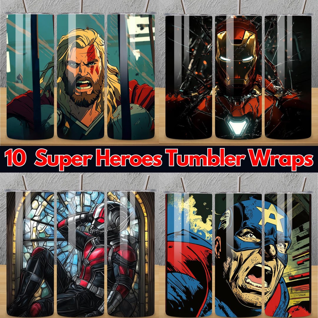 10 Marvel Tumbler Wrap Bundle 20oz Comic Superhero Tumbler Designs ...