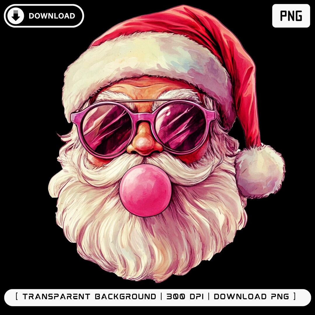Retro Santa Chewing Gum PNG Pink Santa Merry Cristmas Png Design, Retro ...